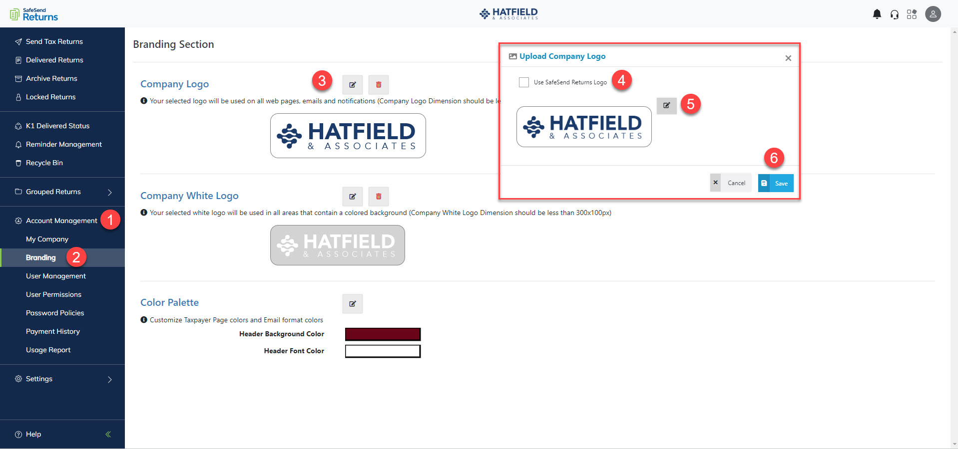 Account Management – SafeSend Returns