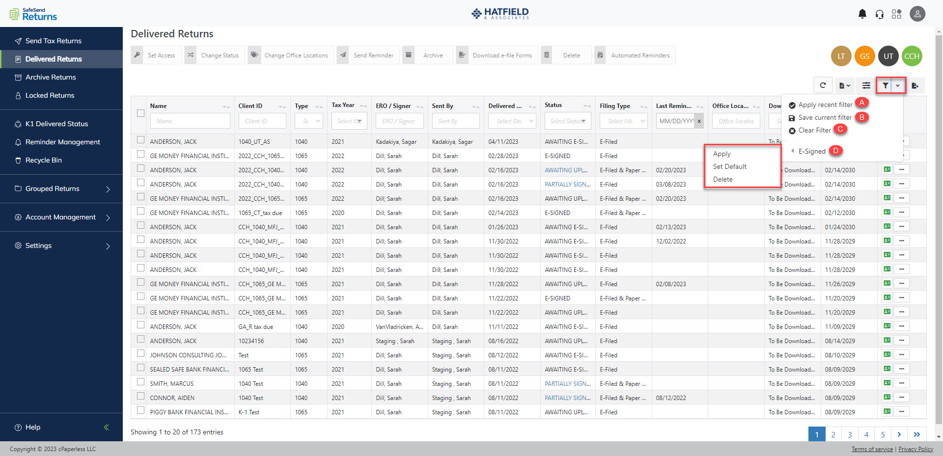 Delivered Returns Dashboard – SafeSend Returns