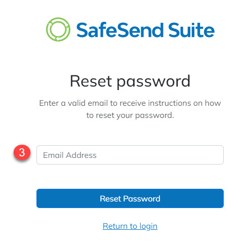 Reset Password – SafeSend Returns