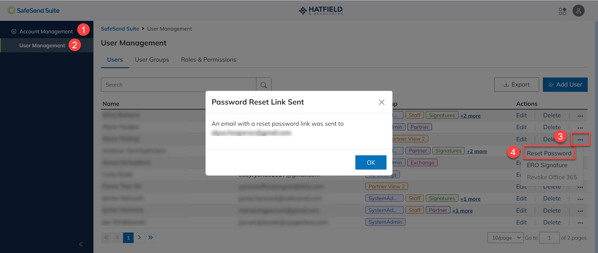 Reset Password – SafeSend Returns