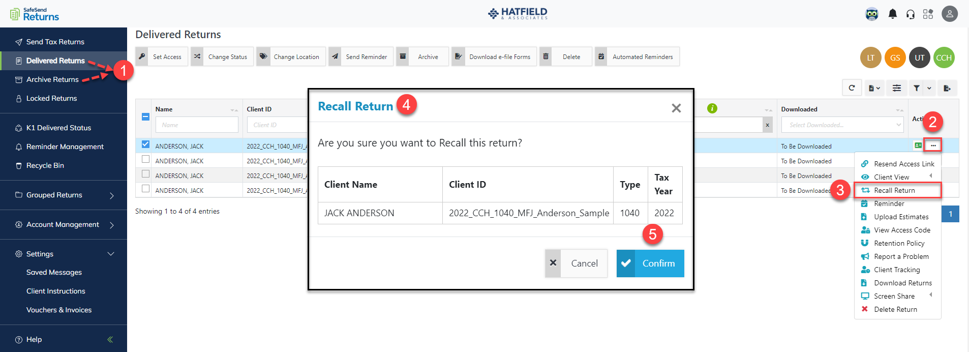 Recalling a Return – SafeSend Returns
