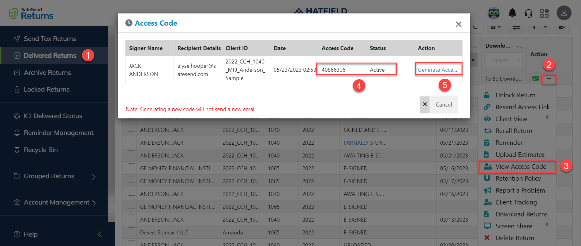 Generate an Access Code for Taxpayers – SafeSend Returns