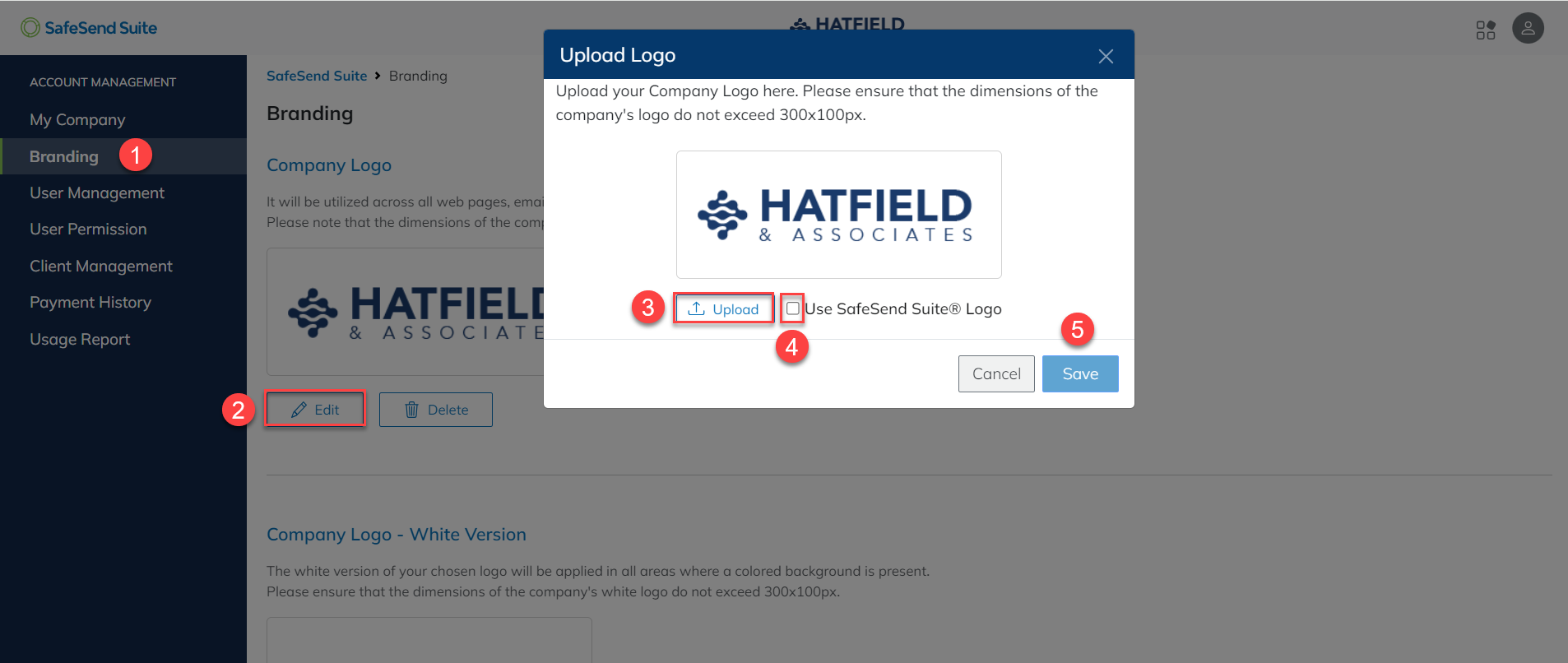 Account Management – SafeSend Returns