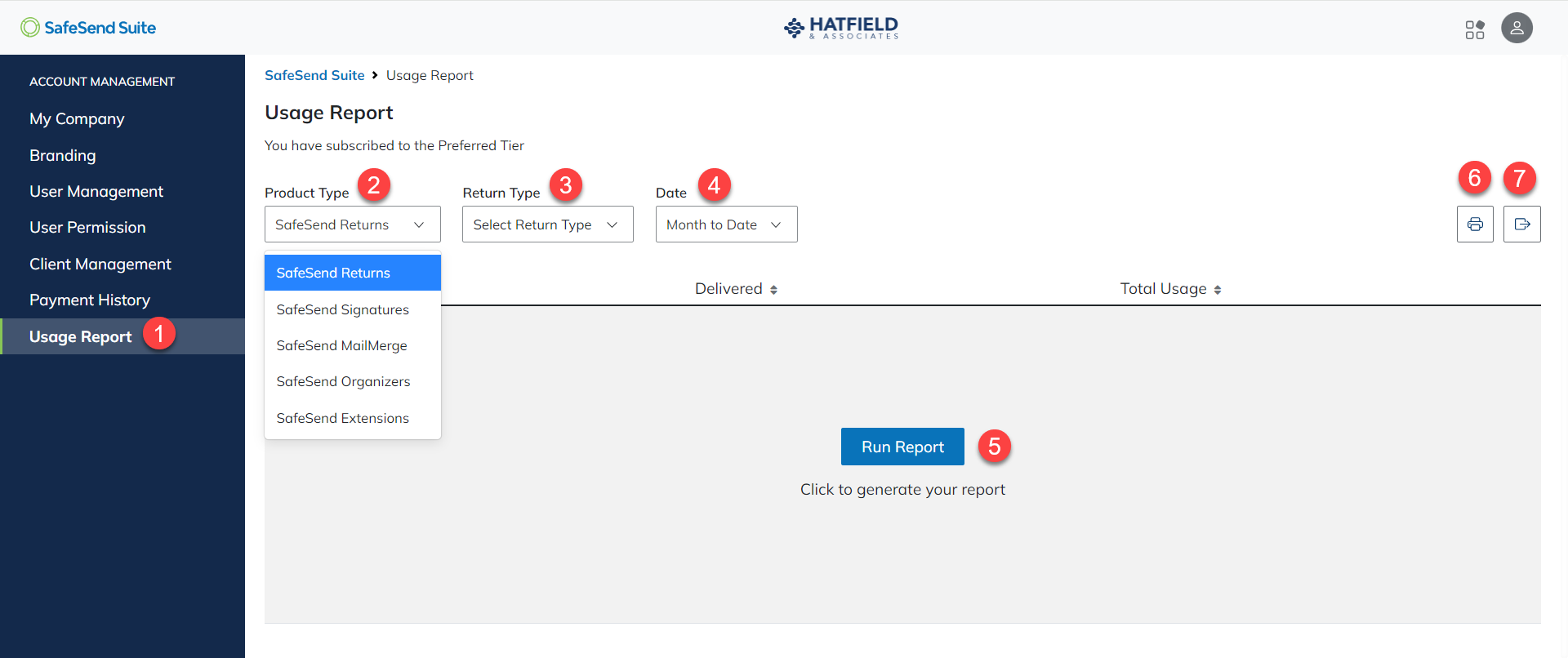 Account Management – SafeSend Returns