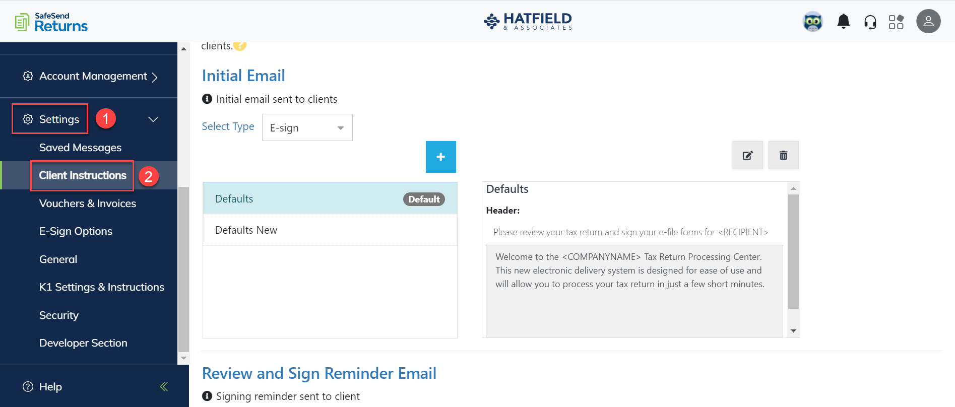 Settings: Client Instructions – SafeSend Returns