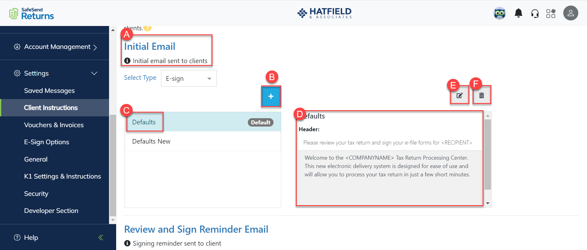 Settings: Client Instructions – SafeSend Returns