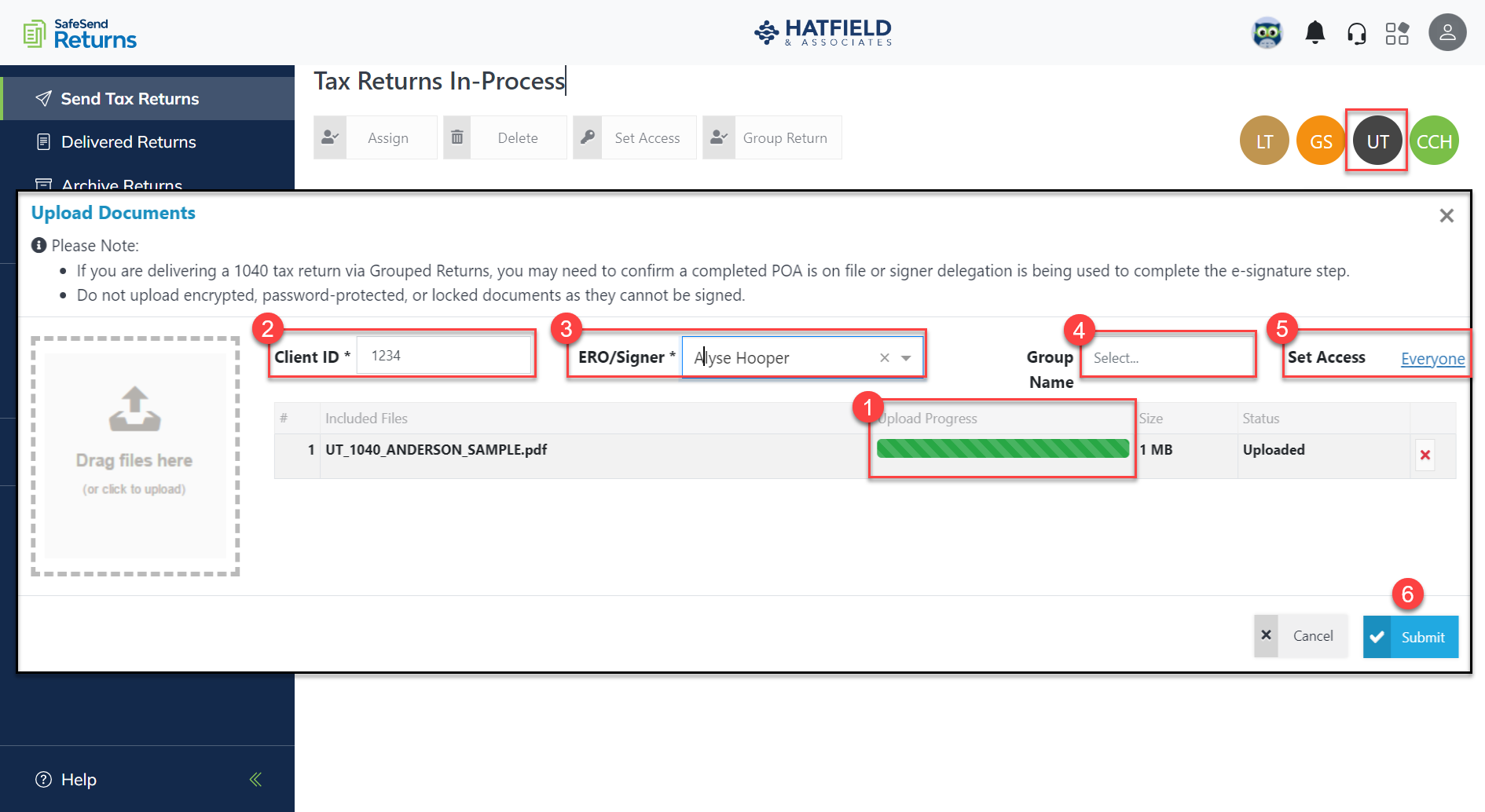 Submitting Returns – SafeSend Returns