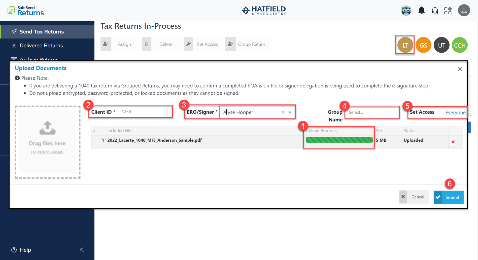 Submitting Returns – SafeSend Returns