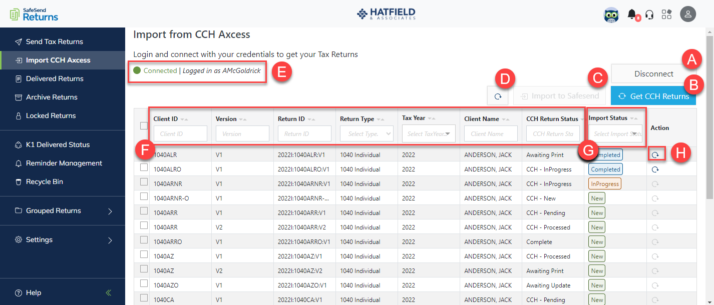 CCH Axcess™ Integration – SafeSend Returns