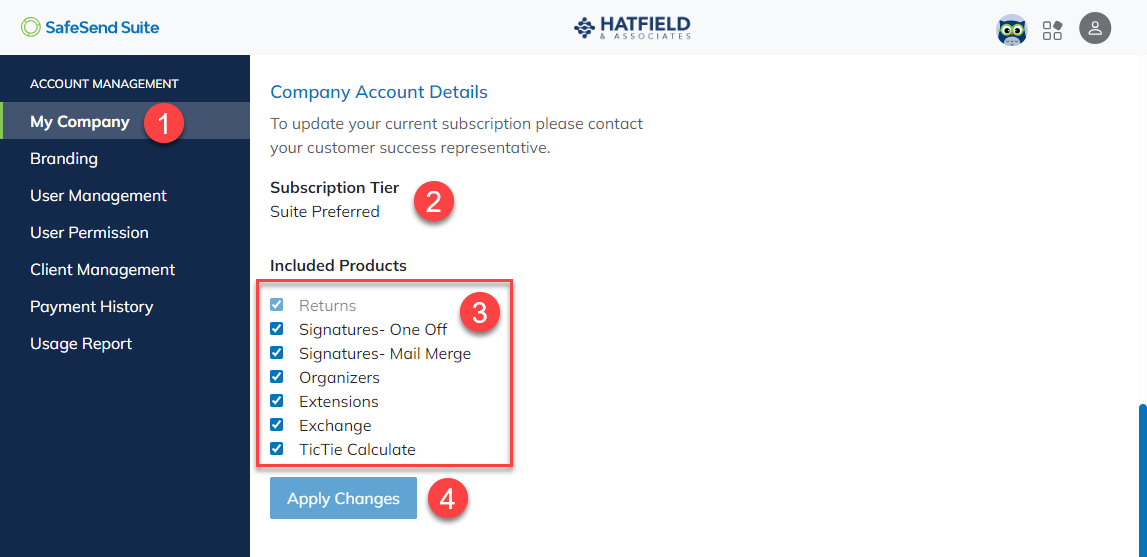 Account Management – SafeSend Returns