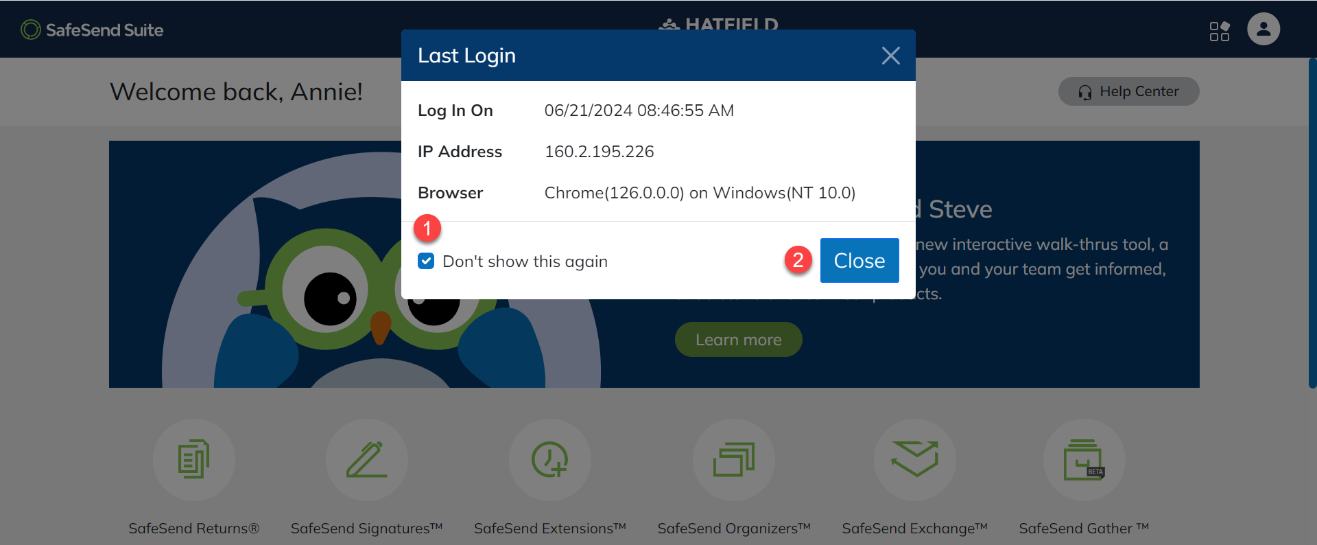 Last Login Data – SafeSend Returns
