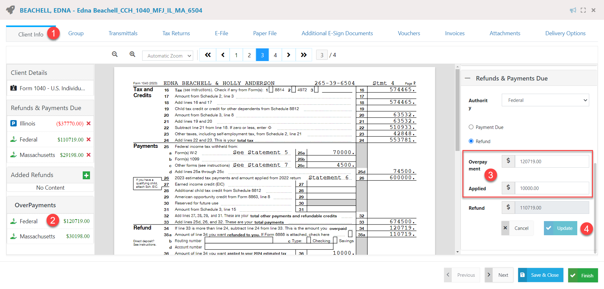 Overpayments, Applied Amounts and Refunds – SafeSend Returns