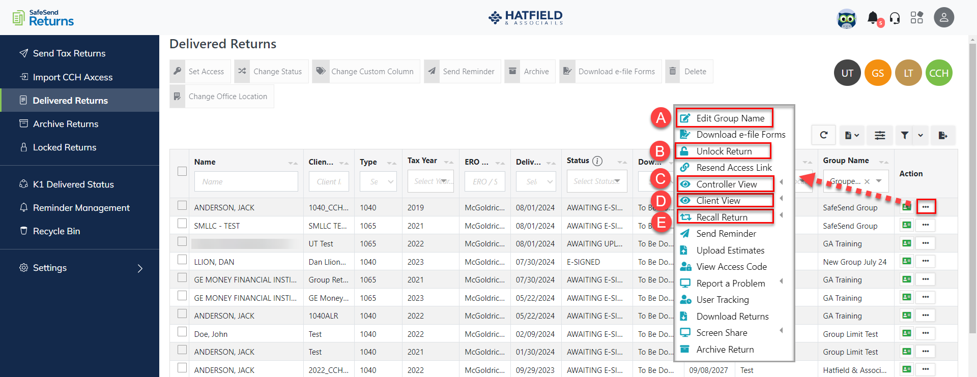 Grouped Returns Reporting – SafeSend Returns