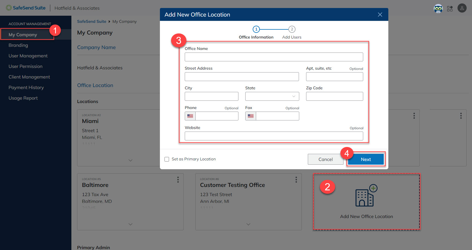 Multiple Office Locations – SafeSend Returns