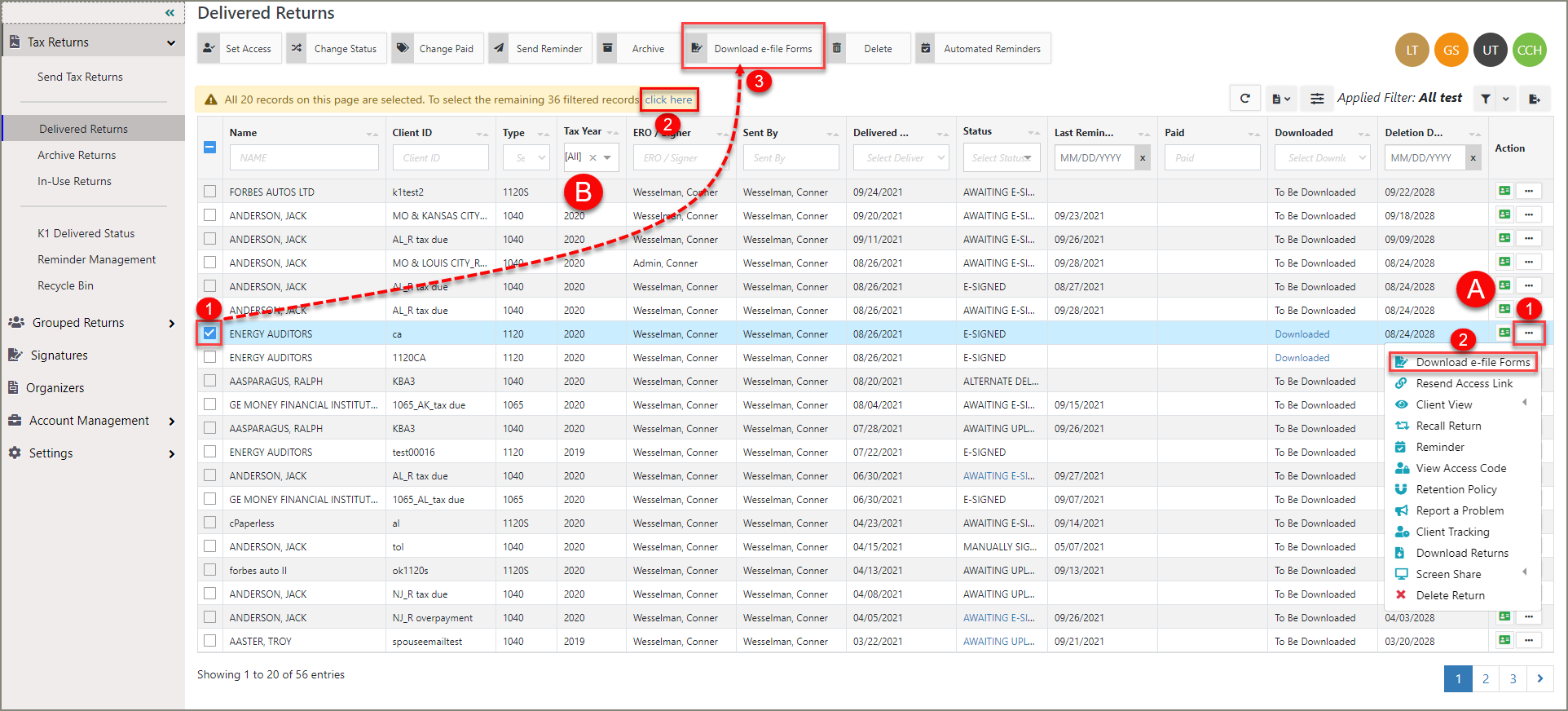Download E-File Forms and Audit Page – SafeSend Returns