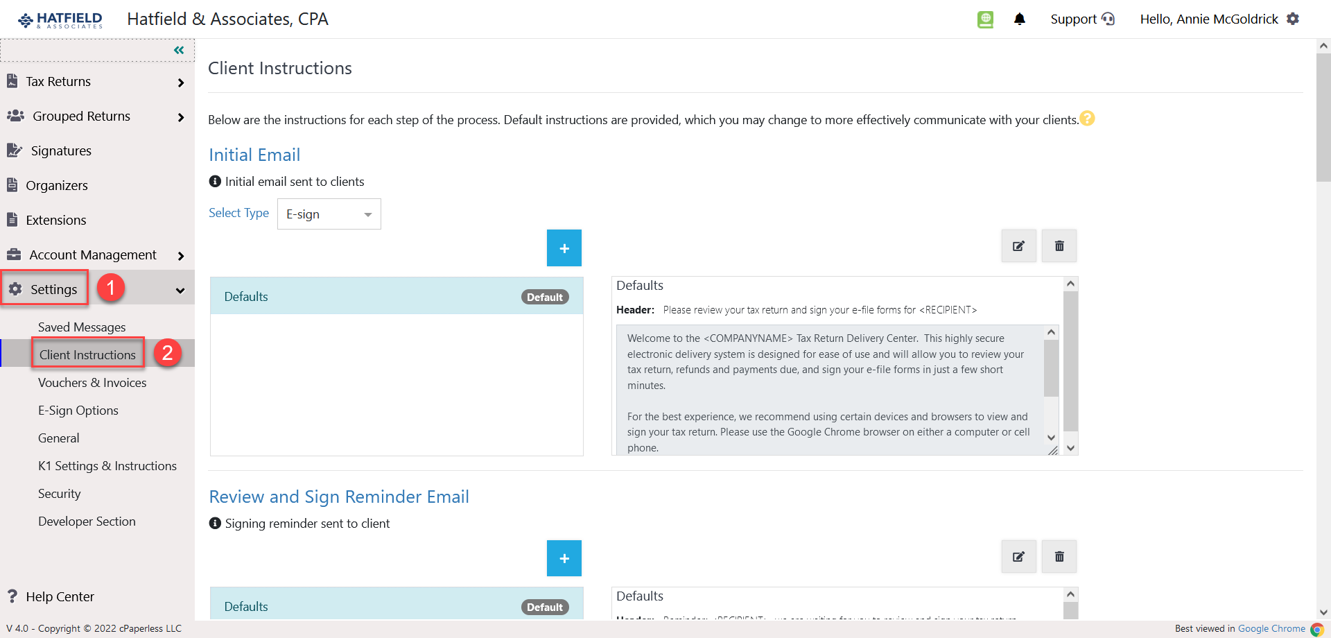 Settings: Client Instructions – SafeSend Returns