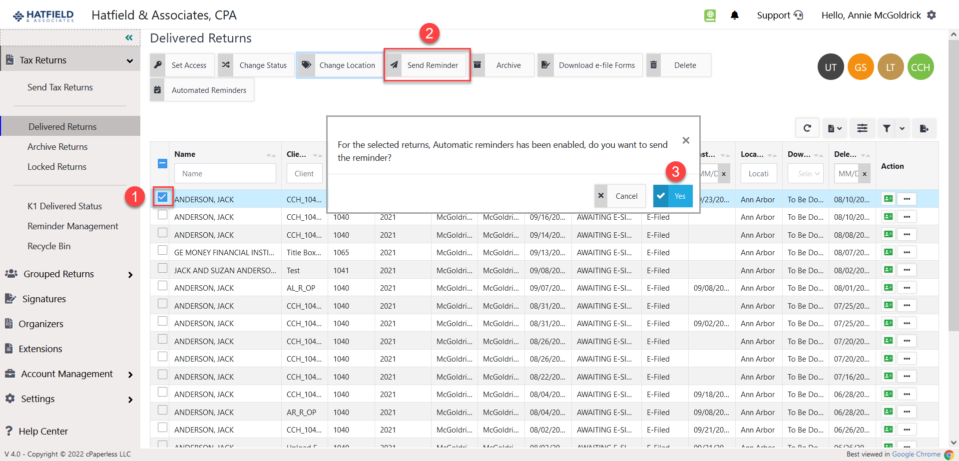 Delivered Return: Bulk Action Icons – SafeSend Returns