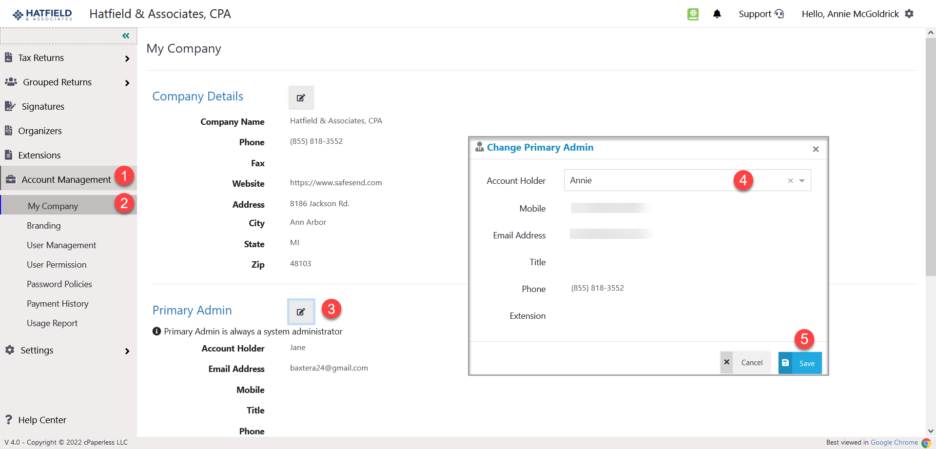Account Management – SafeSend Returns