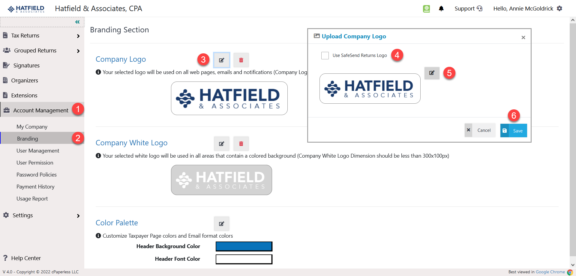 Account Management – SafeSend Returns